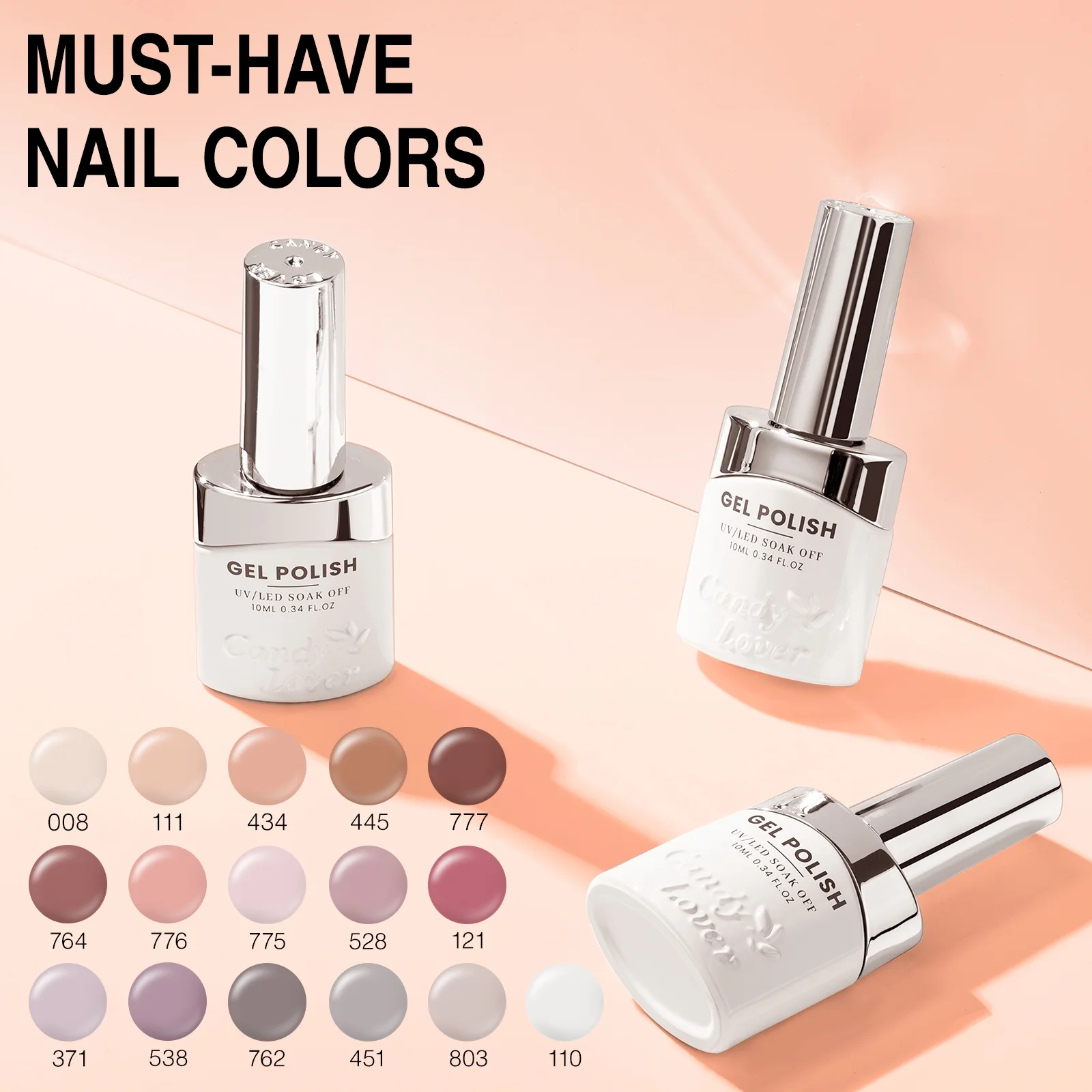 Candy Lover Gel Nail Kit with UV Lamp, 16 Neutral Colors Gel Nail Poli ...